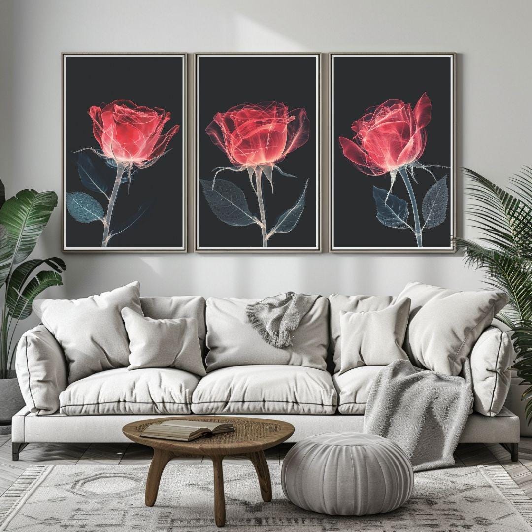 X-ray Rose Art Prints, Botanical Science, Set of 3, Digital Download ...