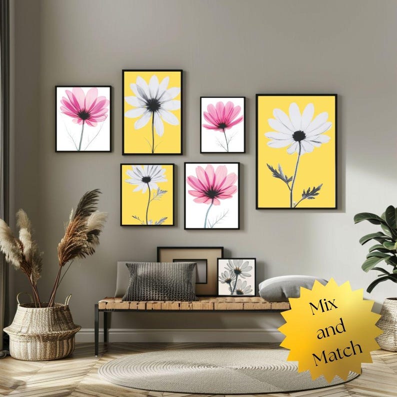 Delicate Daisy X-ray, Printable Flower Art, Light Pink Floral, Instant ...