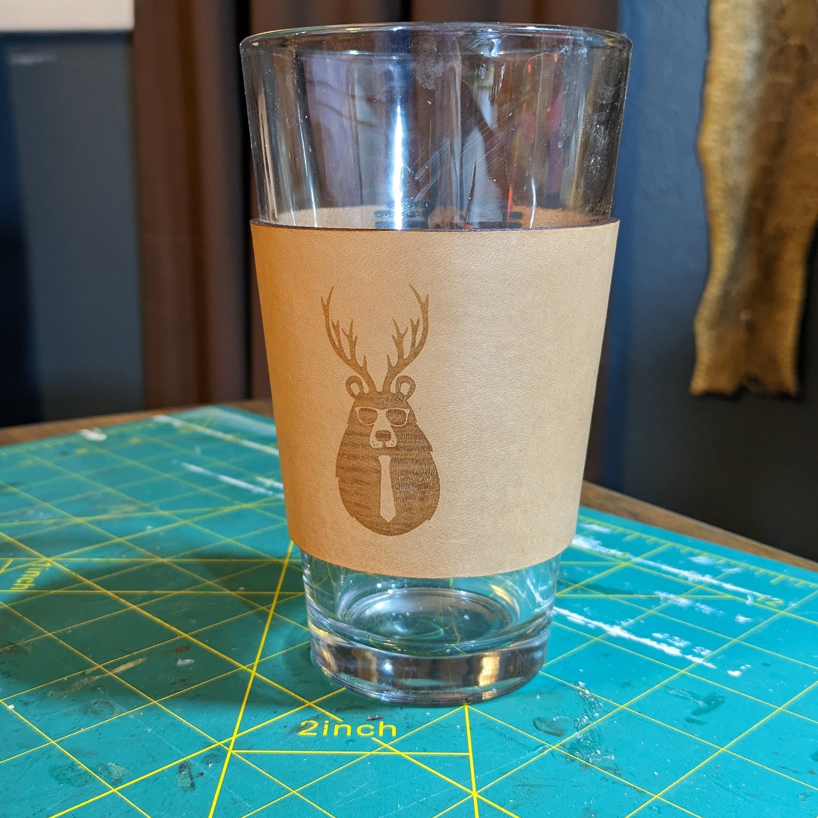 Leather Pint Glass Sleeve Pattern - DIY Laser Cut and Assemble - DXF ...