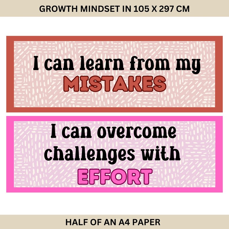 Cute Growth Mindset Bulletin Board, Colorful Growth Mindset Posters for ...