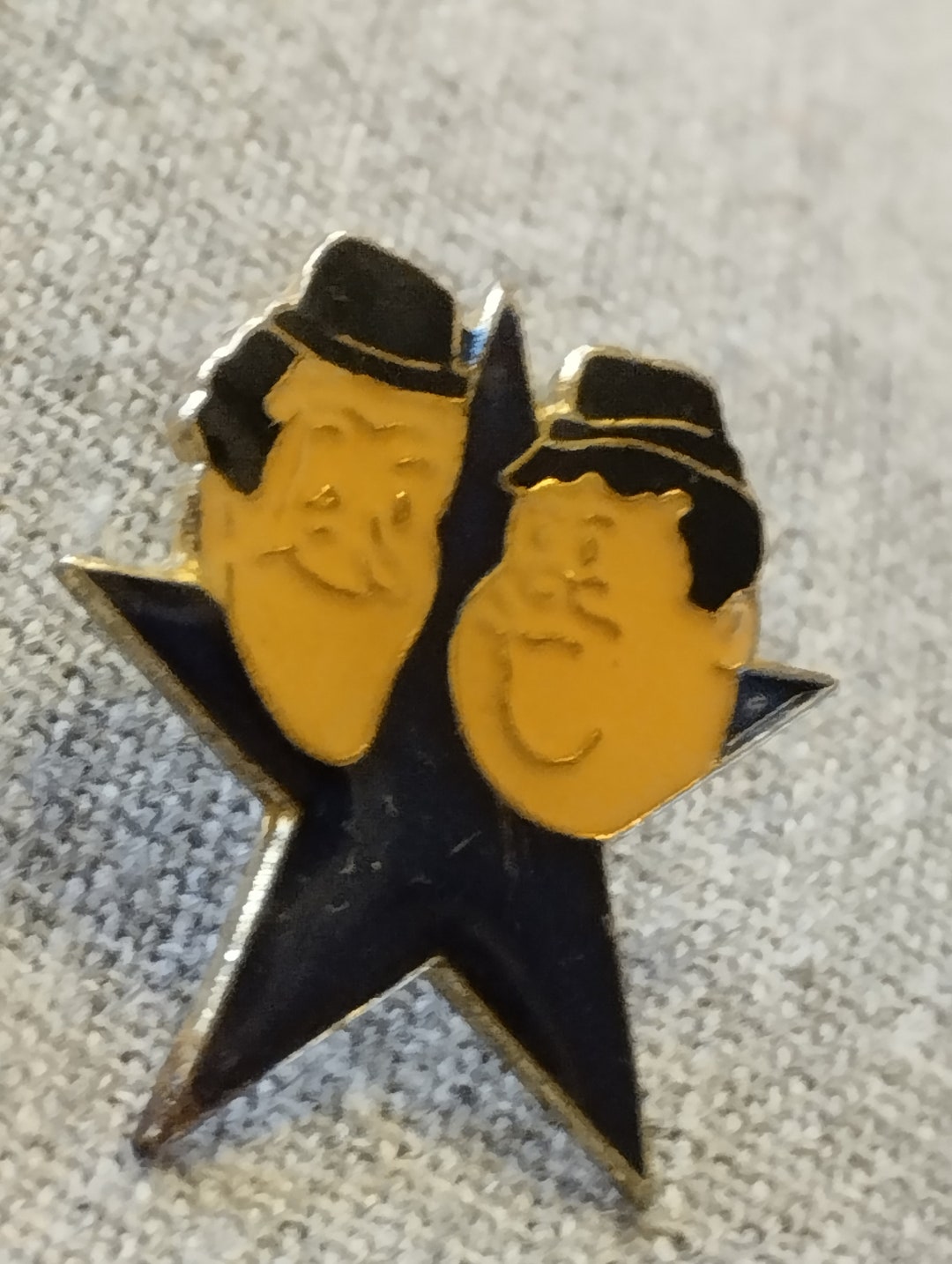 Laurel & Hardy, Vintage 80s Enamel Crystal Pin, Amazing Gift for Lovers ...