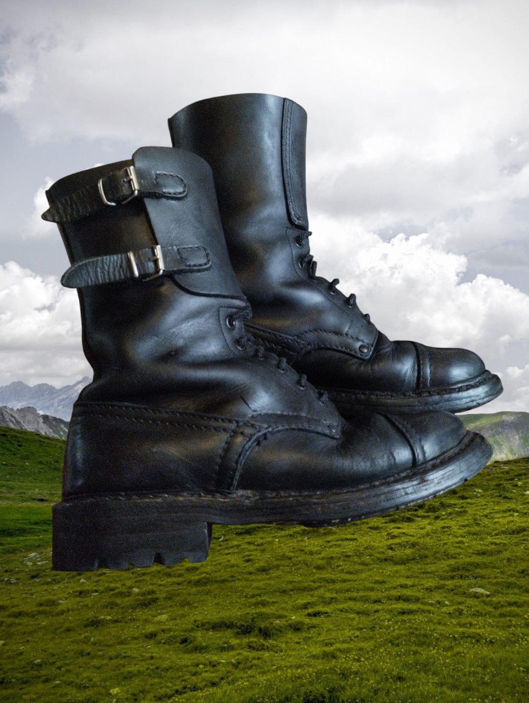 1977 Vintage 70s Italian Army Leather Combat Boots, N 40 EU, 8.5 US ...