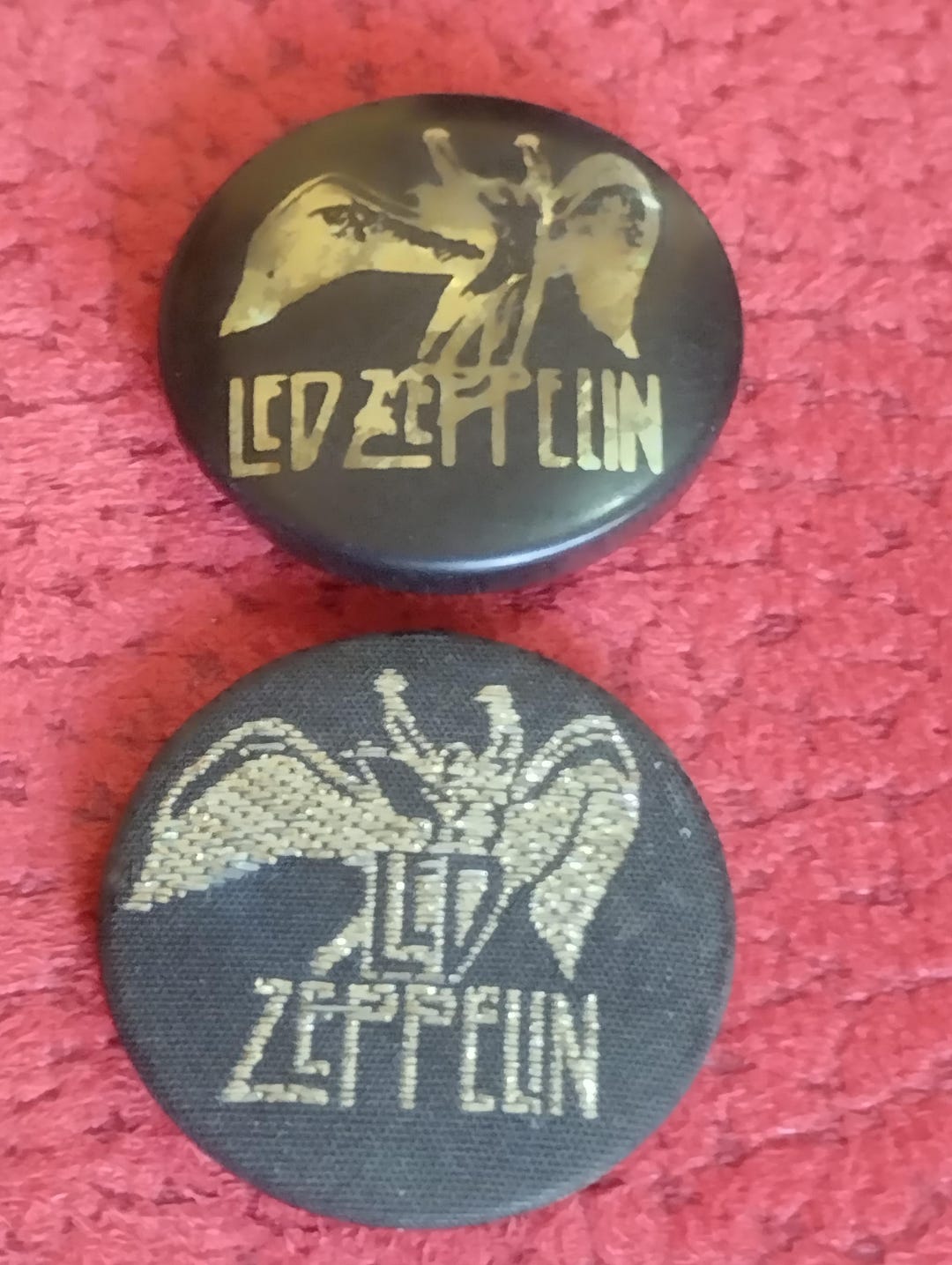 Led Zeppelin Vintage 80S, Lot of 2 Very Rare Button Pins, One is Canvas ...