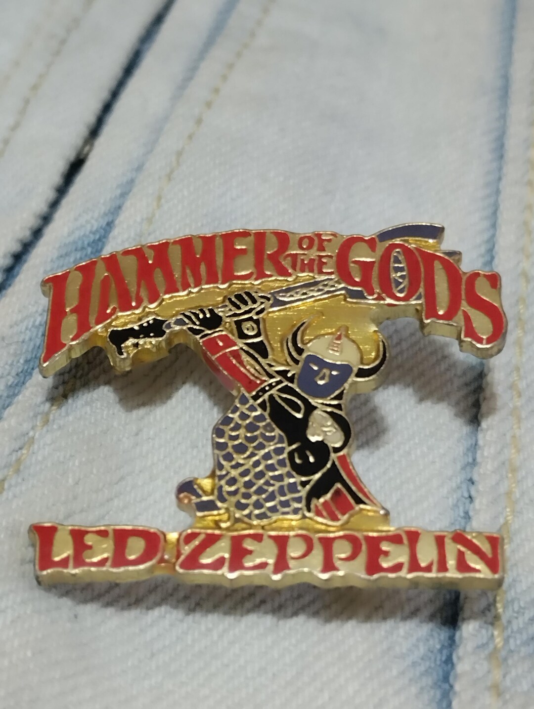 Led Zeppelin, 1988 Enamel Pin Vintage 80S, Led Zeppelin Hammer of the ...