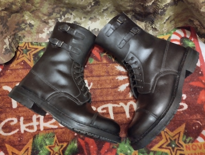 Combat Leather Boots Italian Army Vintage 80S, 1985, Deadstock Big Size ...