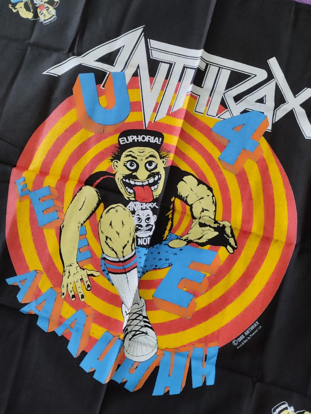 Anthrax State of Euphoria, 1988 Original Official Merchandising, Bandana Vintage 80S Deadstock ...
