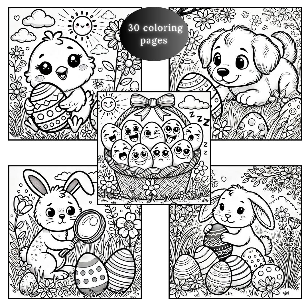 Easter Easy Coloring Pages for Kids, Toddlers, Preschoolers Toddlers ...