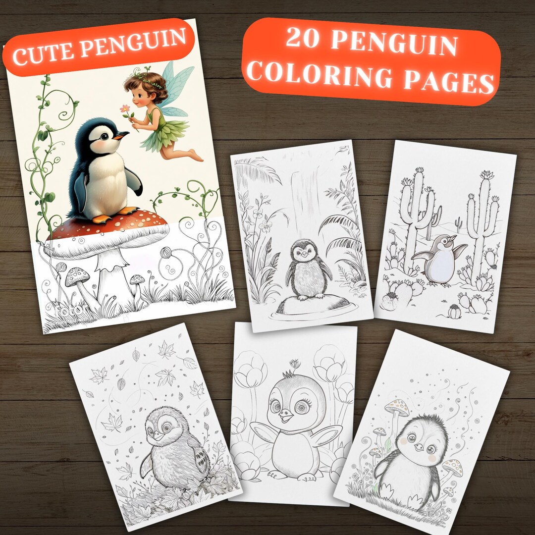 20 Penguin Coloring Book .printable Penguin Pages .adults and Childs ...
