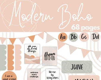 Neutral Boho Number Line Classroom Decor - Etsy