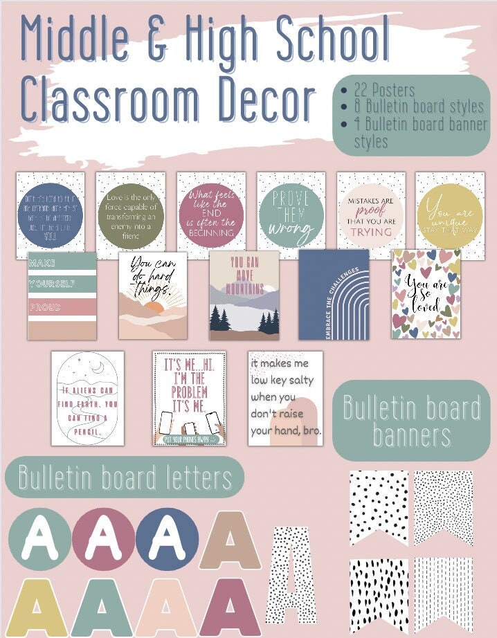 Middle and High School Classroom Decor Bundle - Etsy