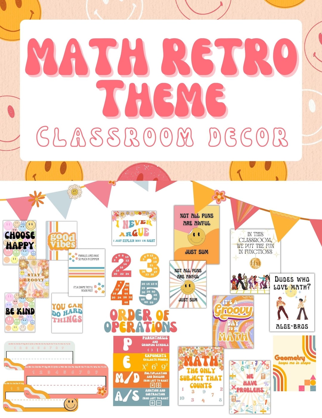 Retro Math Class Decor - Etsy