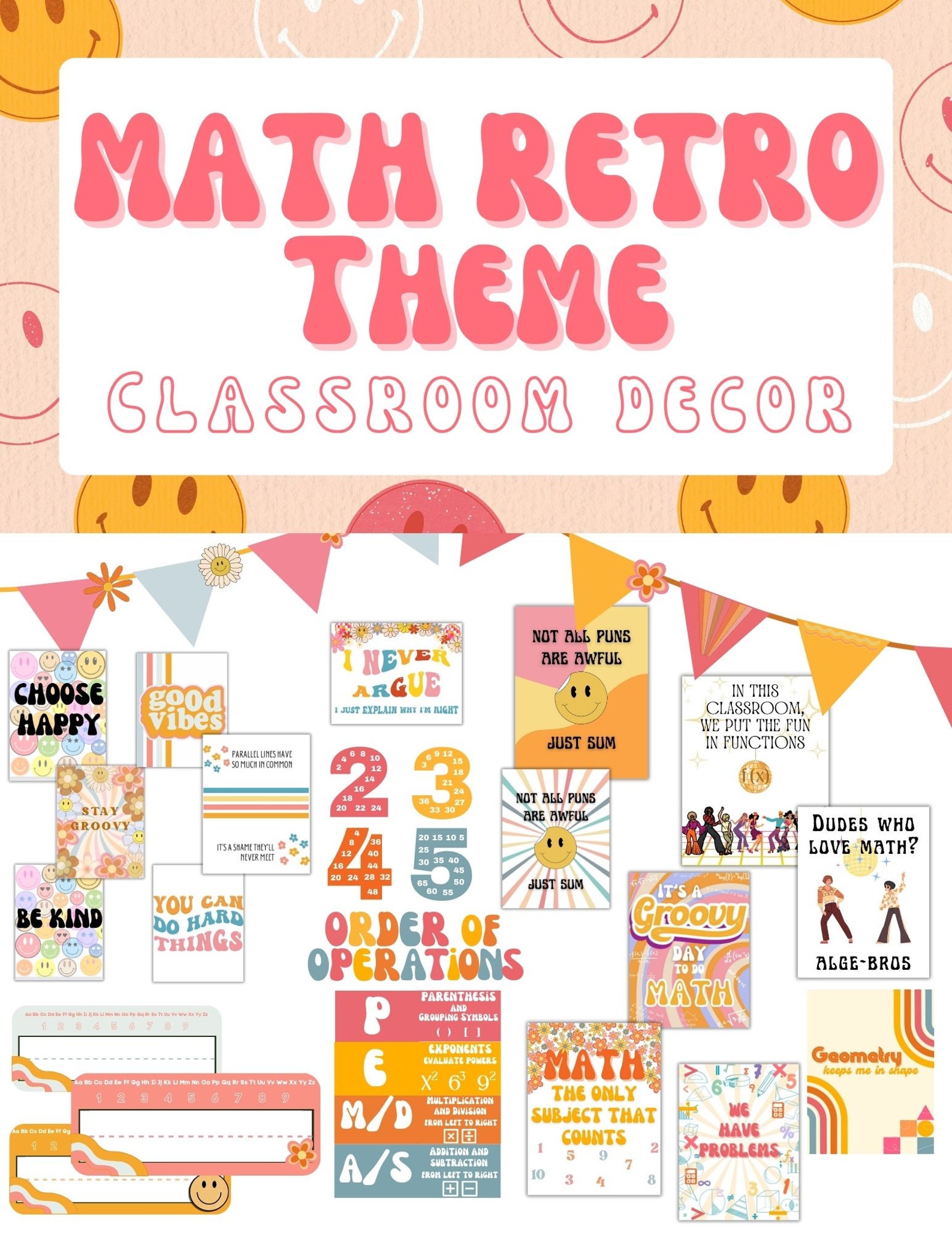 Retro Math Class Decor - Etsy