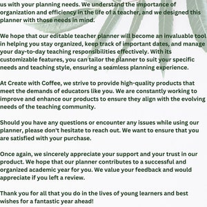 Editable Teacher Planner - Plant Theme - Etsy