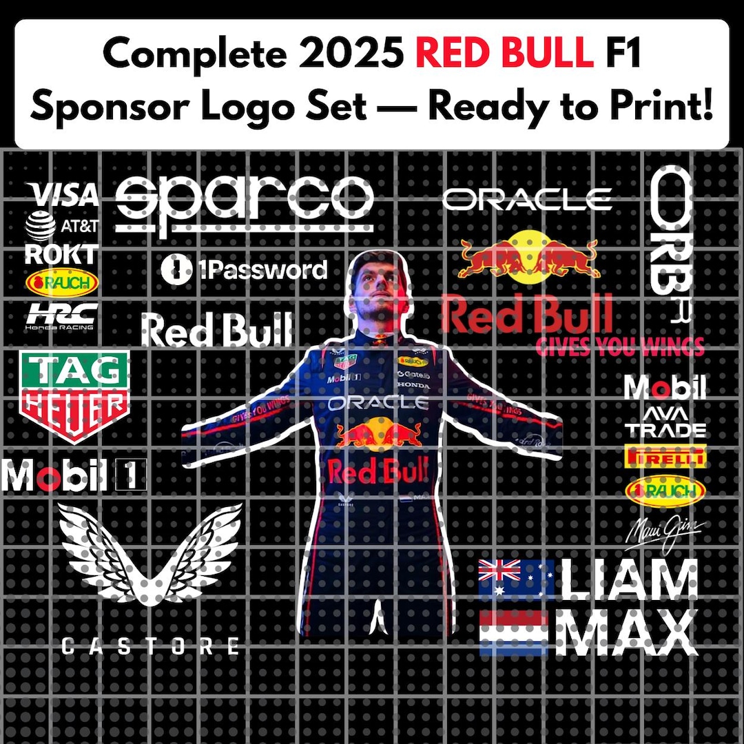 Red Bull Racing 2025 F1 Sponsor Logos | DIY Costume Decals (digital ...