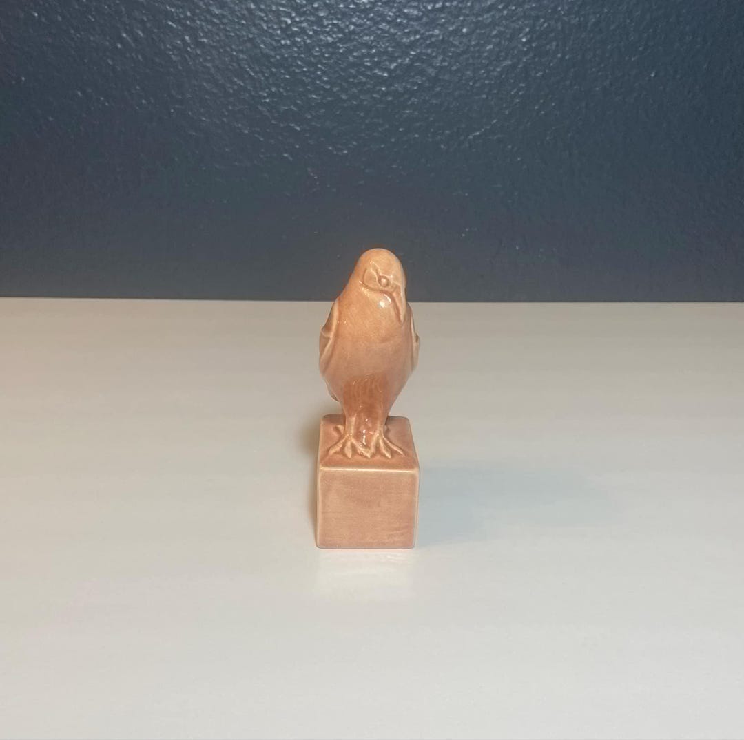 Rookwood Pottery Glazed Ceramic Hawk Paperweight in Pink Color - 1988 ...