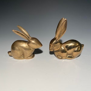 Vintage Pair of Solid Brass Rabbits Made in Korea - Etsy