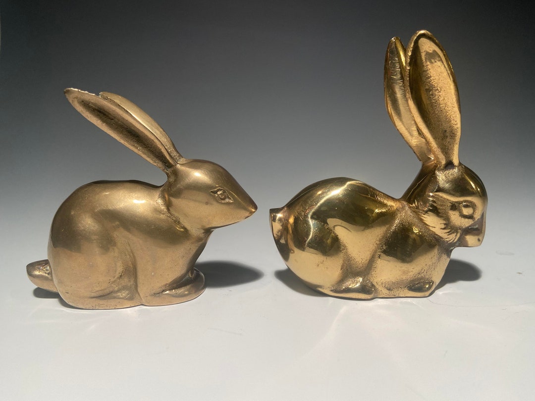 Vintage Pair of Solid Brass Rabbits, Made in Korea - Etsy