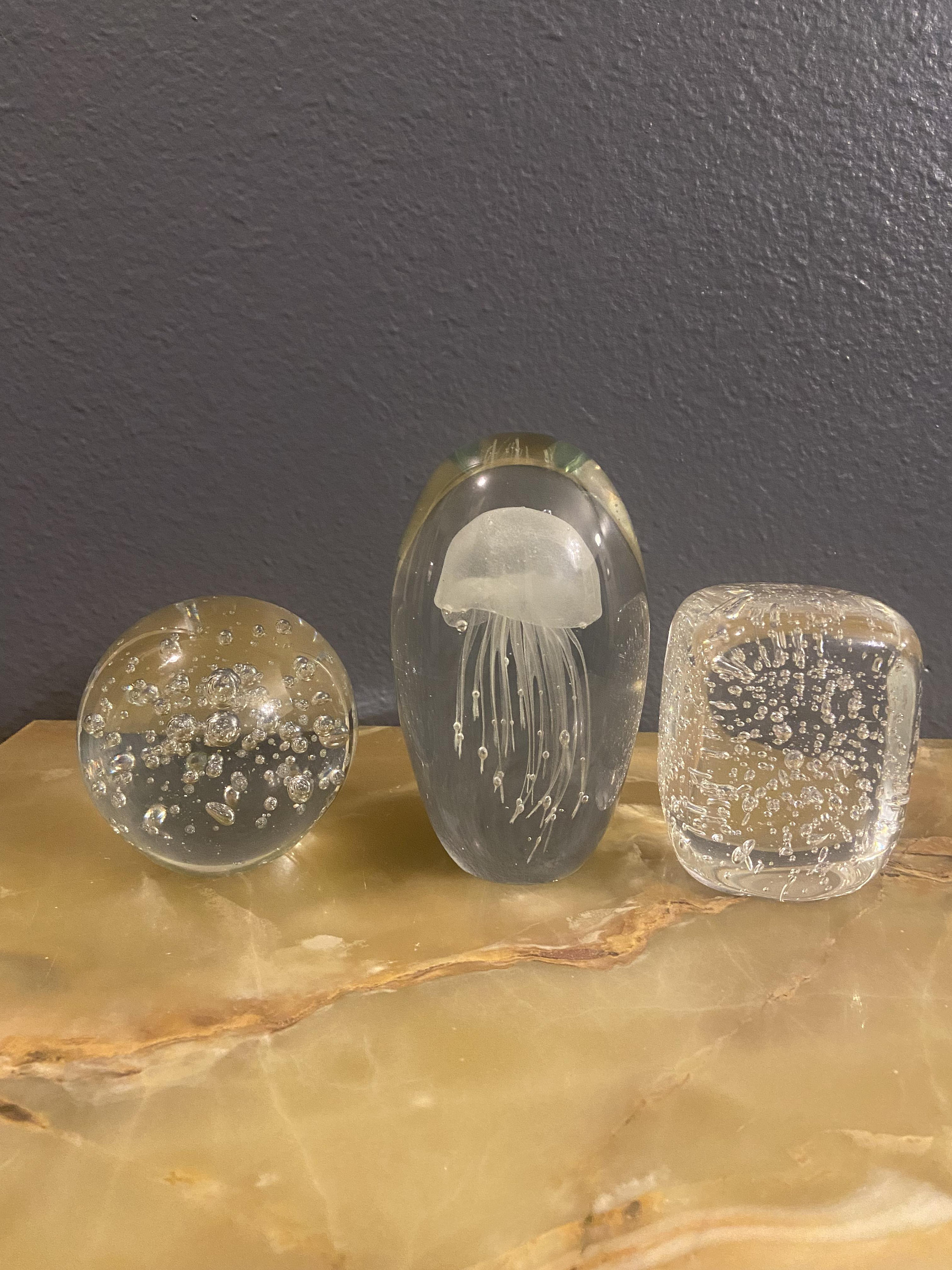 Glass Art Set of 3,hand Blown Clear Glass - Etsy