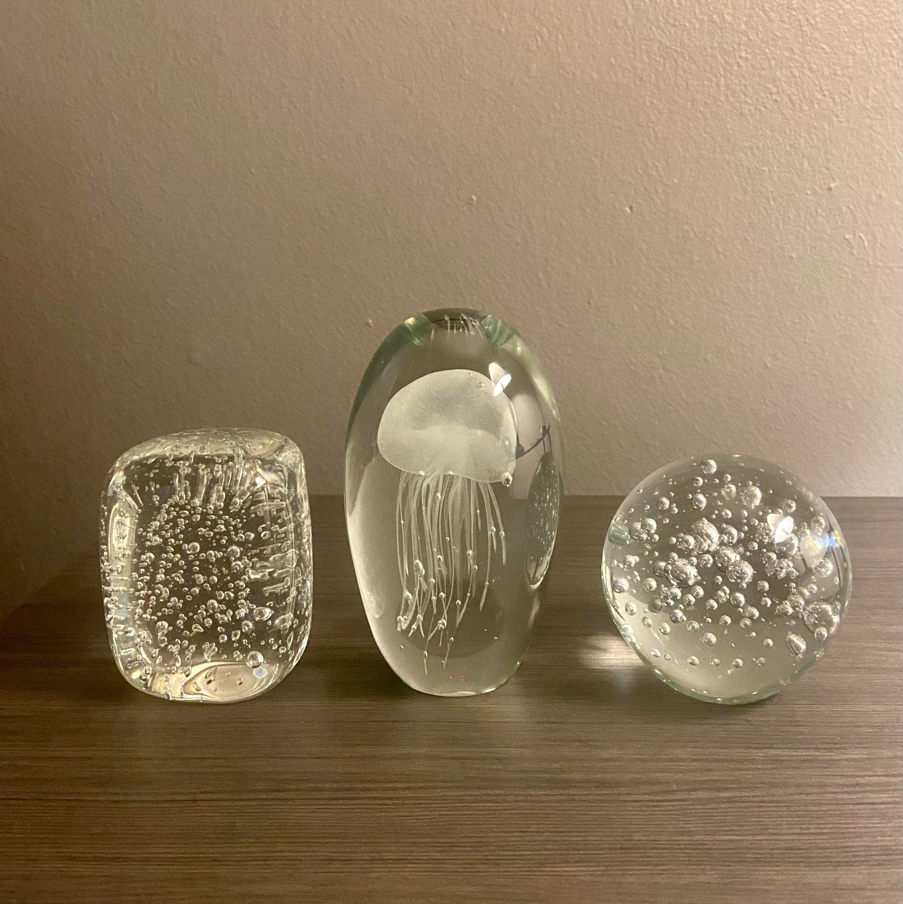 Glass Art Set of 3,hand Blown Clear Glass - Etsy