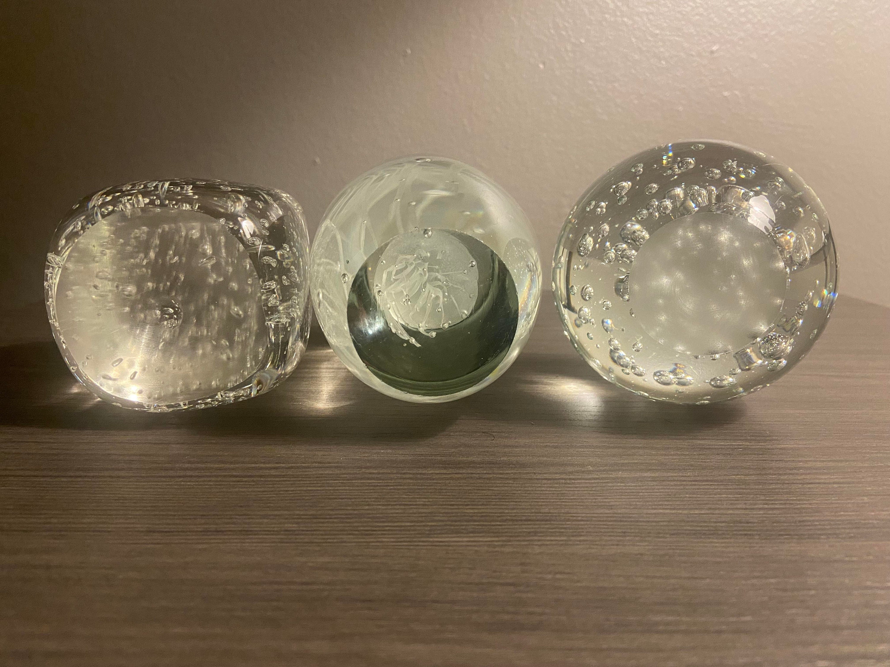 Glass Art Set of 3,hand Blown Clear Glass - Etsy