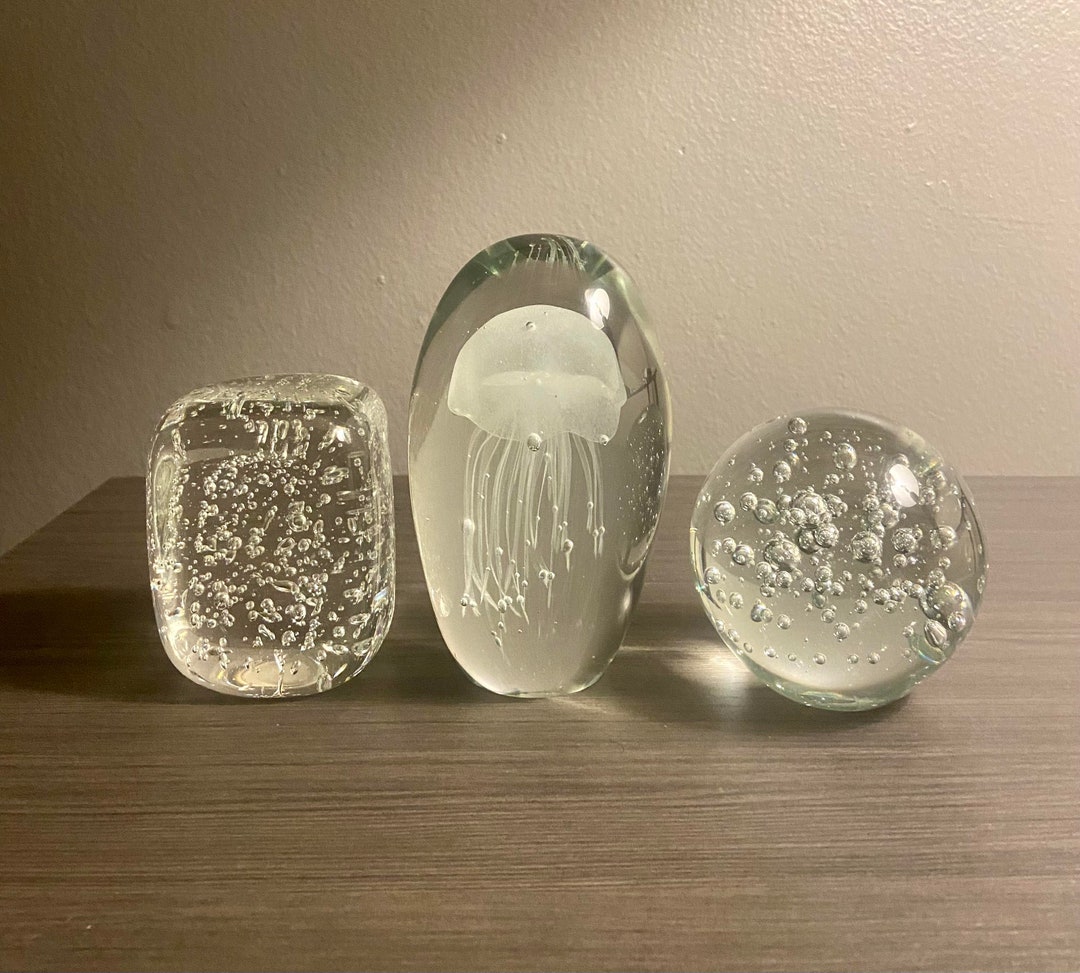 Glass Art Set of 3,hand Blown Clear Glass - Etsy