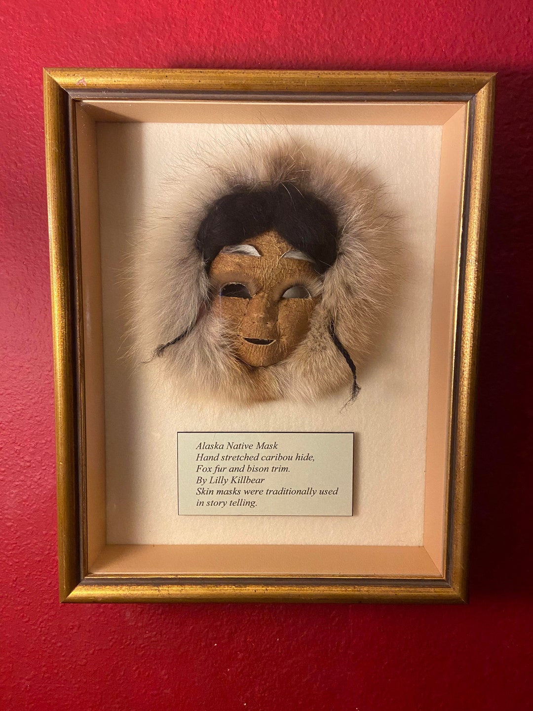 Alaska Native Mask – Hand-stretched Caribou Hide With Fox Fur & Bison ...