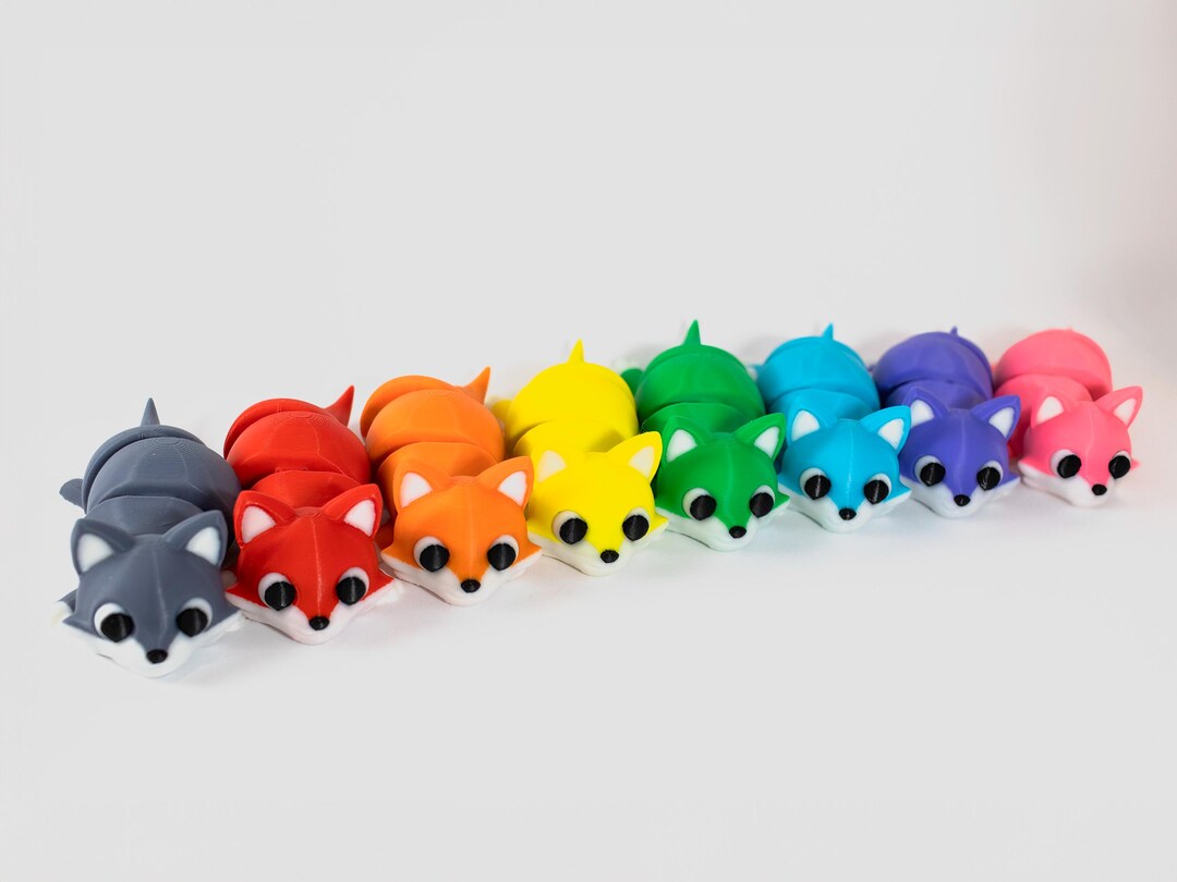 Flexible Articulated Wolf Toy – 3D Printed | Assorted Colours | Fidget ...