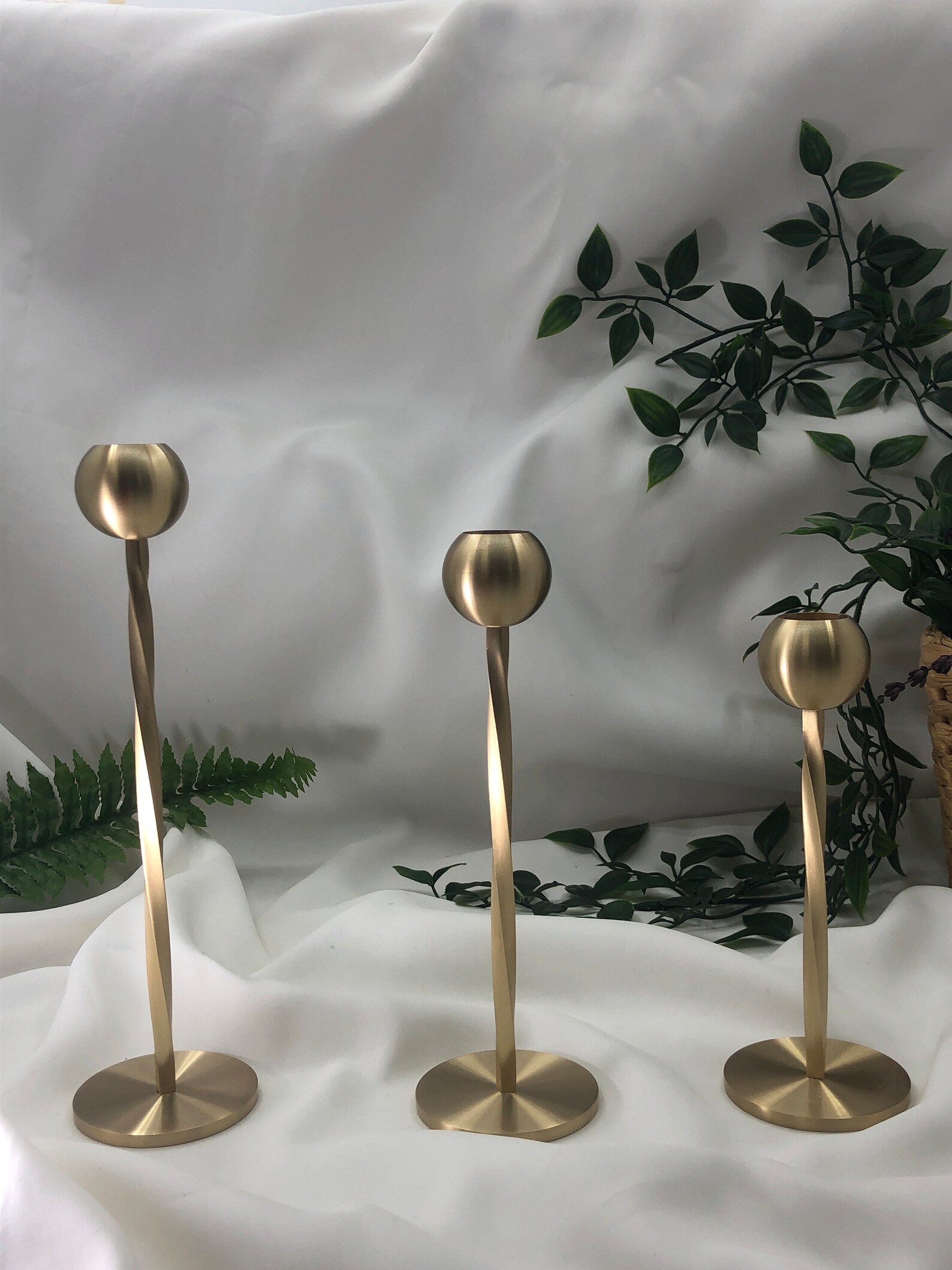 Brass Candlestick, Brass Special Design Candlestick, Triple Candlestick ...