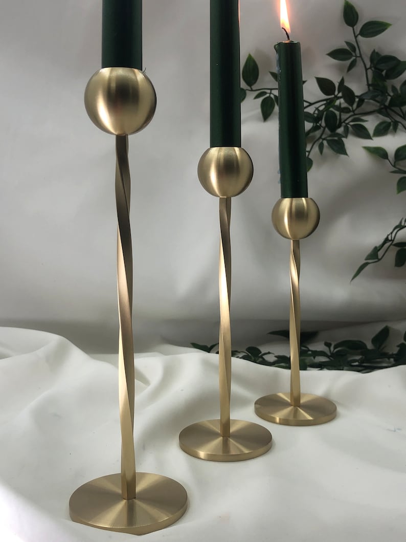 Brass Candlestick, Brass Special Design Candlestick, Triple Candlestick ...