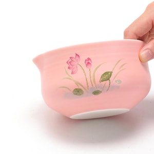 Hand-painted Lotus Ceramic Matcha Bowl With Spout Bamboo Whisk and ...