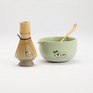 Hand-painted Cute Cat Ceramic Matcha Kits Bamboo Whisk and Chasen ...