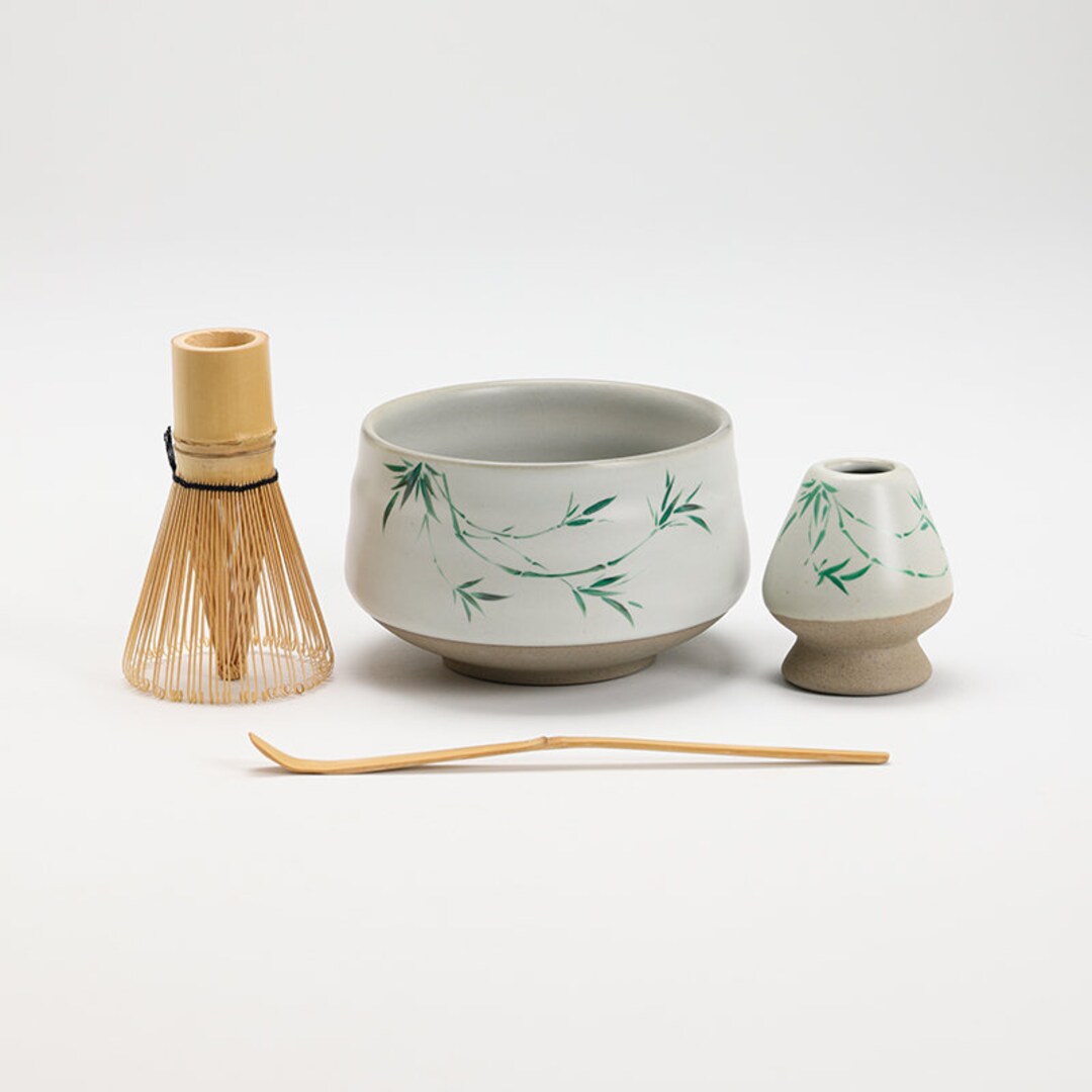 Hand-painted Bamboo Ceramic Matcha Kits With Bamboo Whisk and Chasen ...