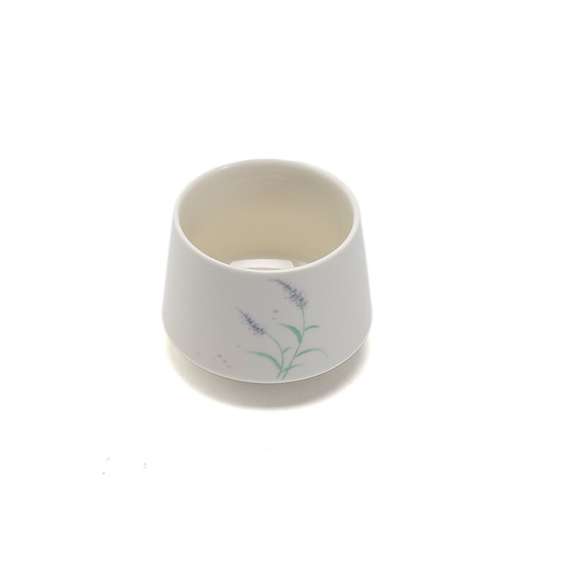 Hand-painted Lavender Ceramic Matcha Cup Set of 2 Cups White Ceramic ...