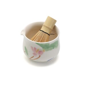 Hand-painted Lotus Ceramic Matcha Kit With Spout Bamboo Whisk and ...