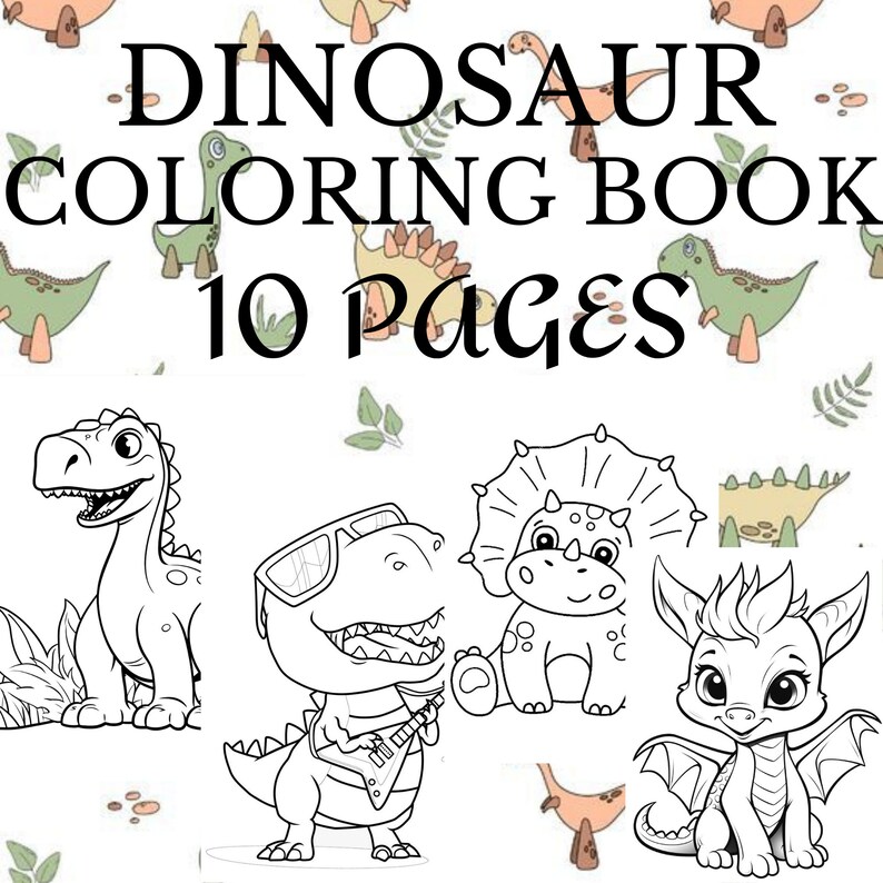 Coloring Book Pages for Kids Dinosaur Coloring Sheets - Etsy