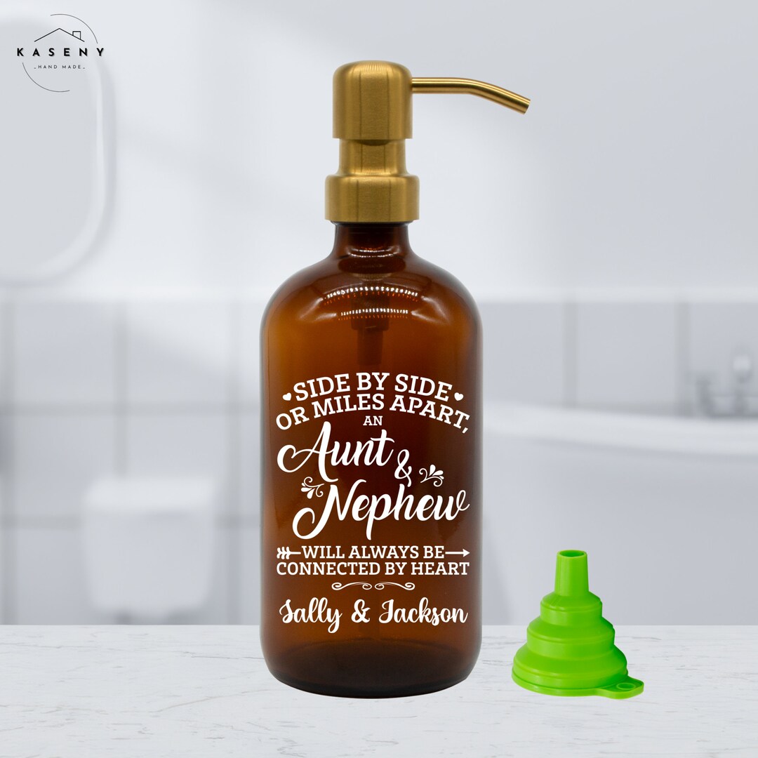 Gift From Nephew - Custom Glass Bottle Dispenser With Meaningful Quotes ...