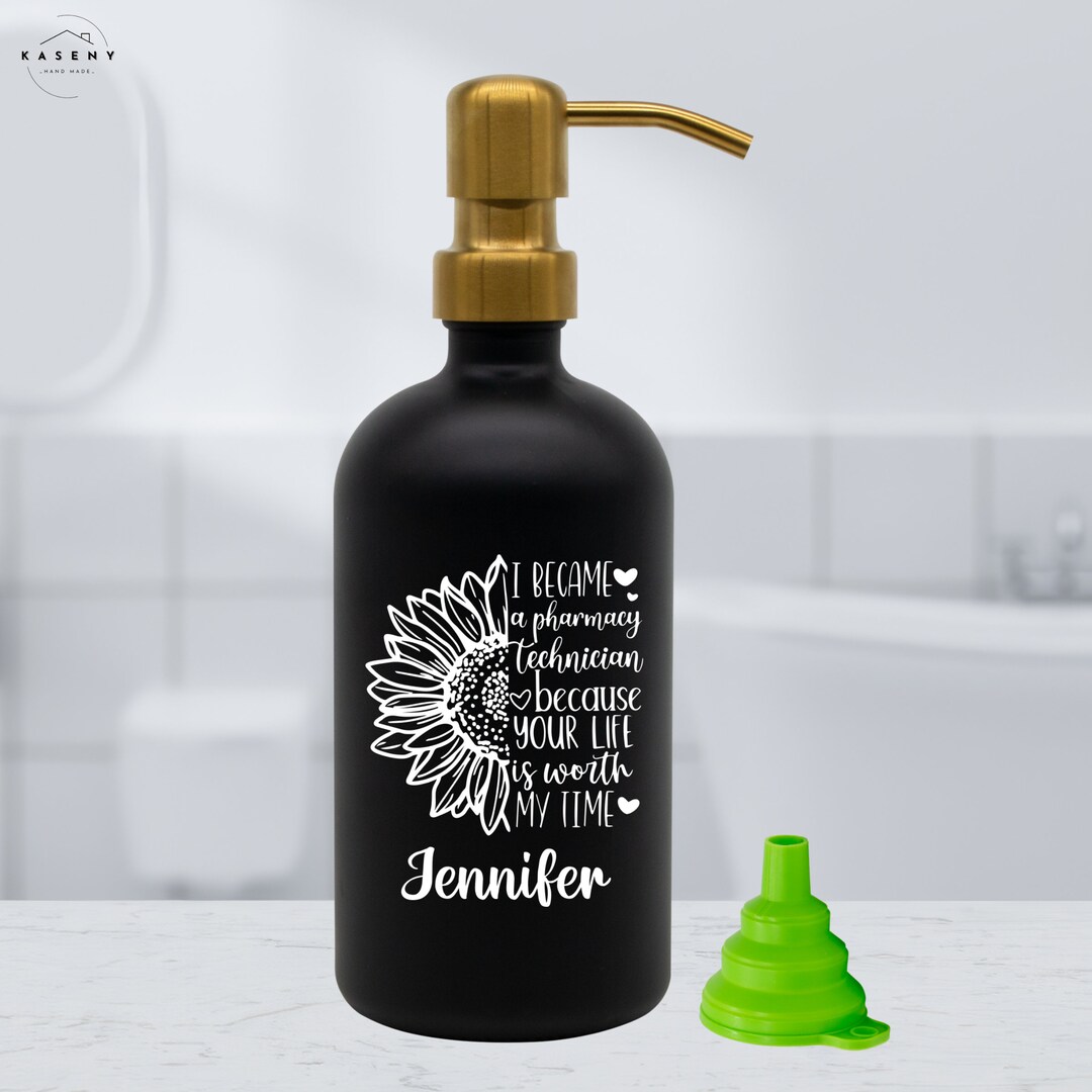 Pharmacy Tech Gift Idea for Pharmacy Technician - Glass Soap Bottle ...