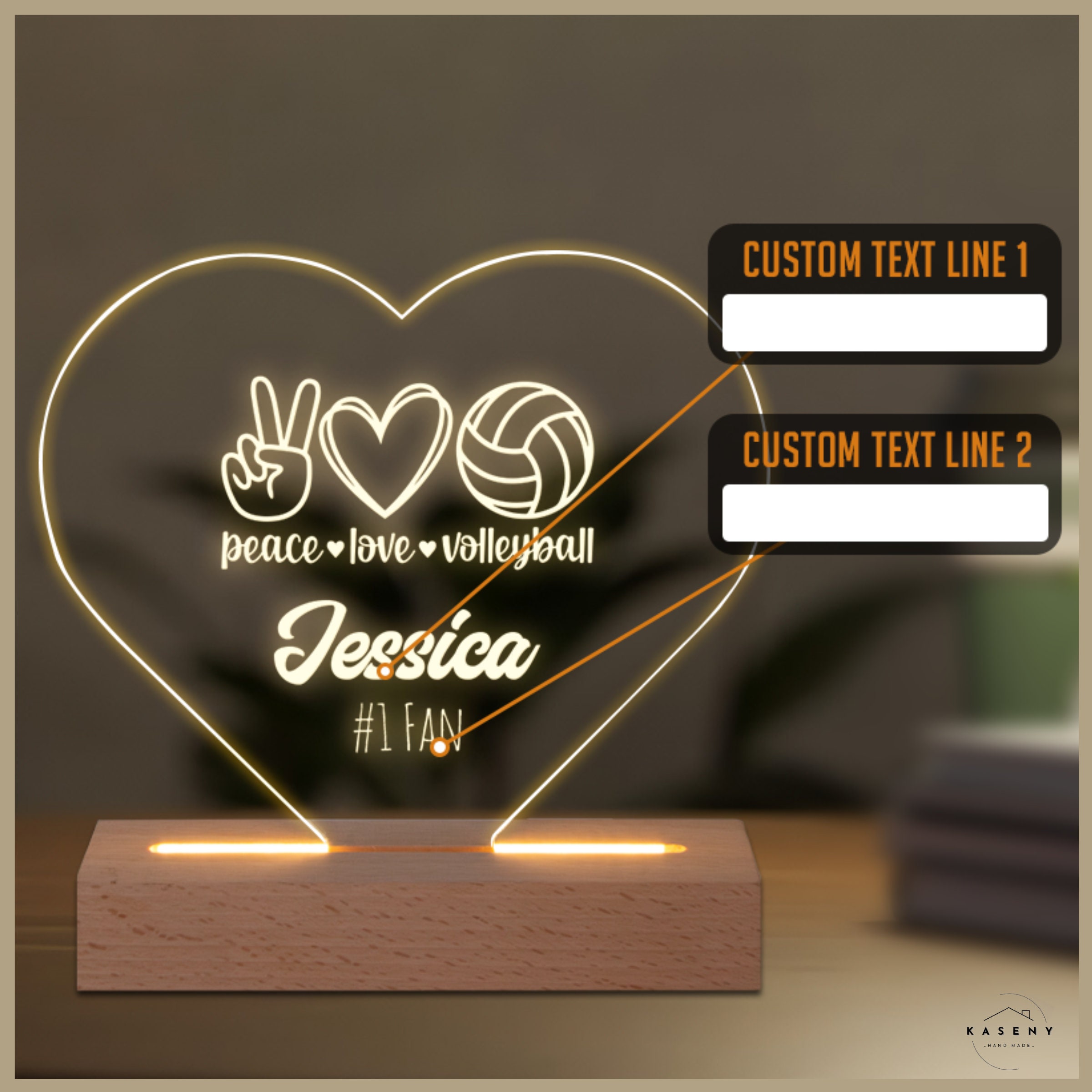 Volleyball Gift Custom Peace Love Volleyball Night Light Volleyball ...