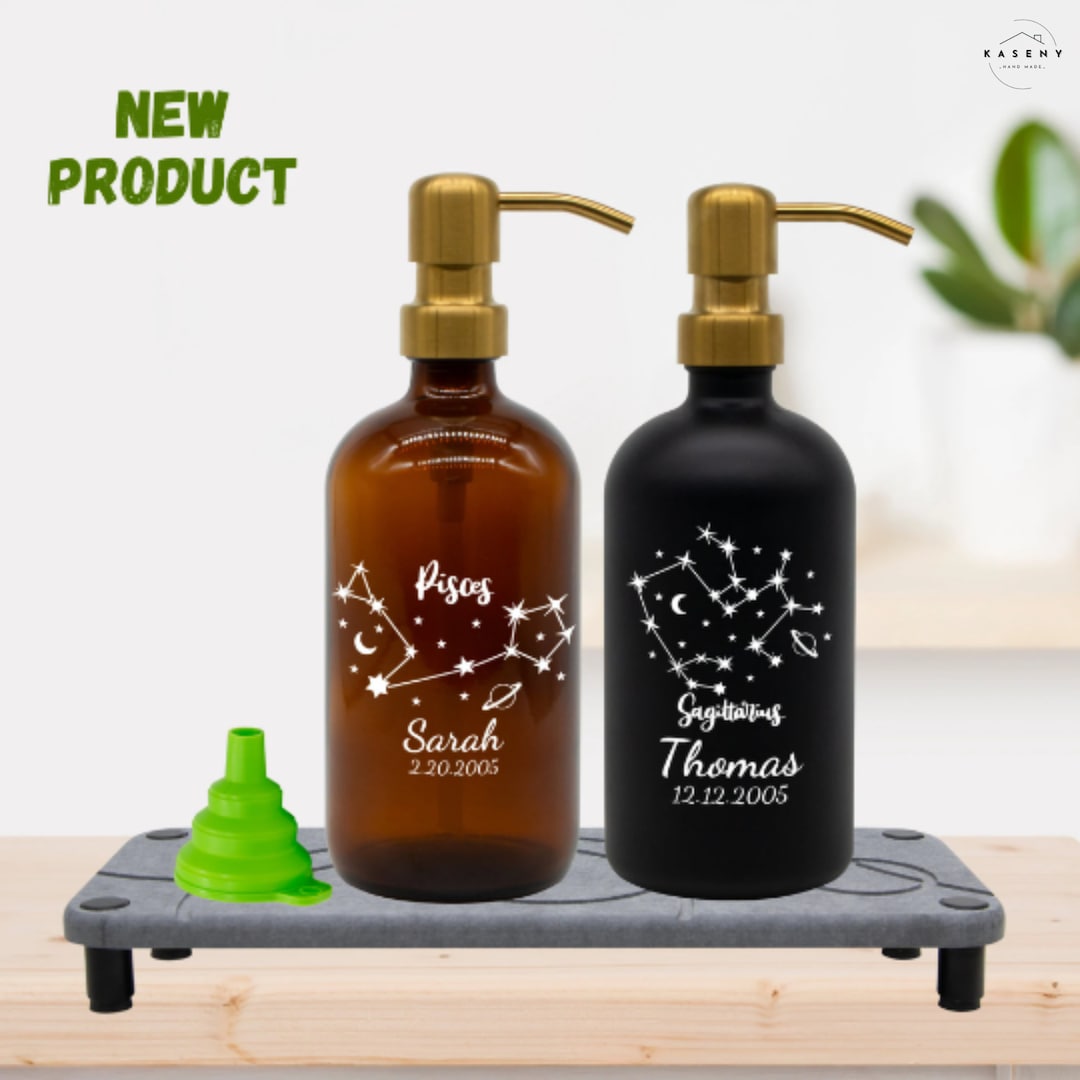 Personalized Constellation Chart Glass Bottle Dispenser - Gift Star Map ...