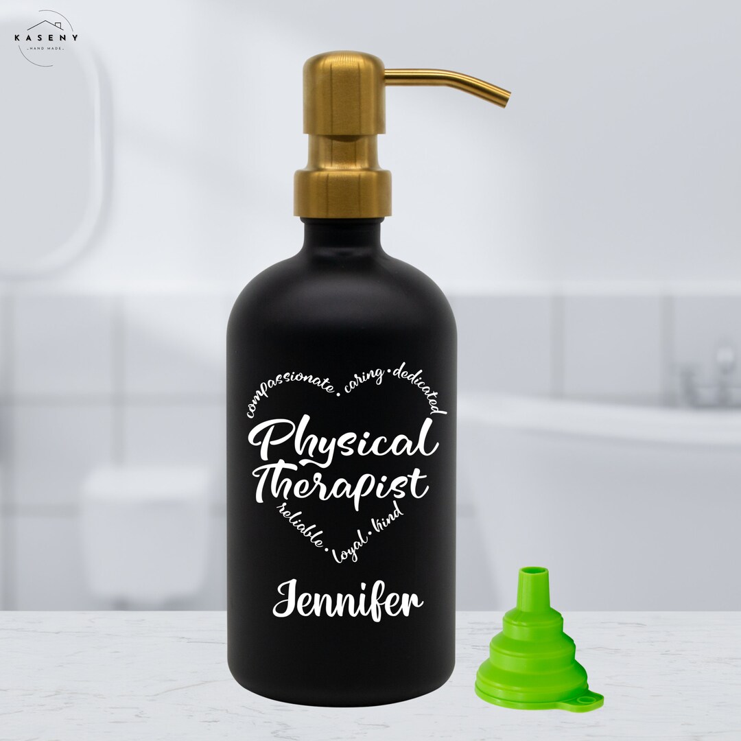 Personalized Glass Bottle Dispenser Physical Therapy Gifts - Bottle ...