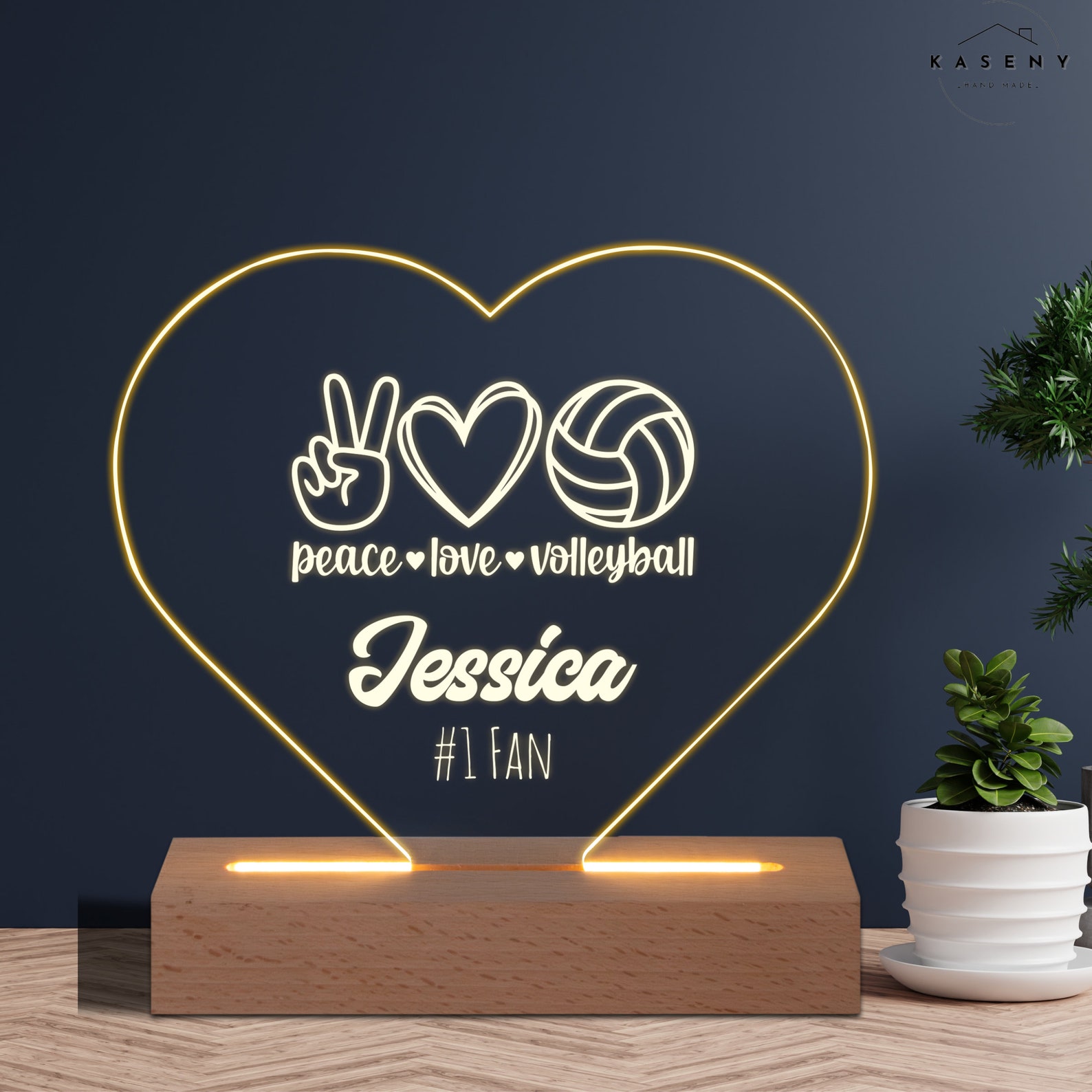 Volleyball Gift Custom Peace Love Volleyball Night Light Volleyball ...