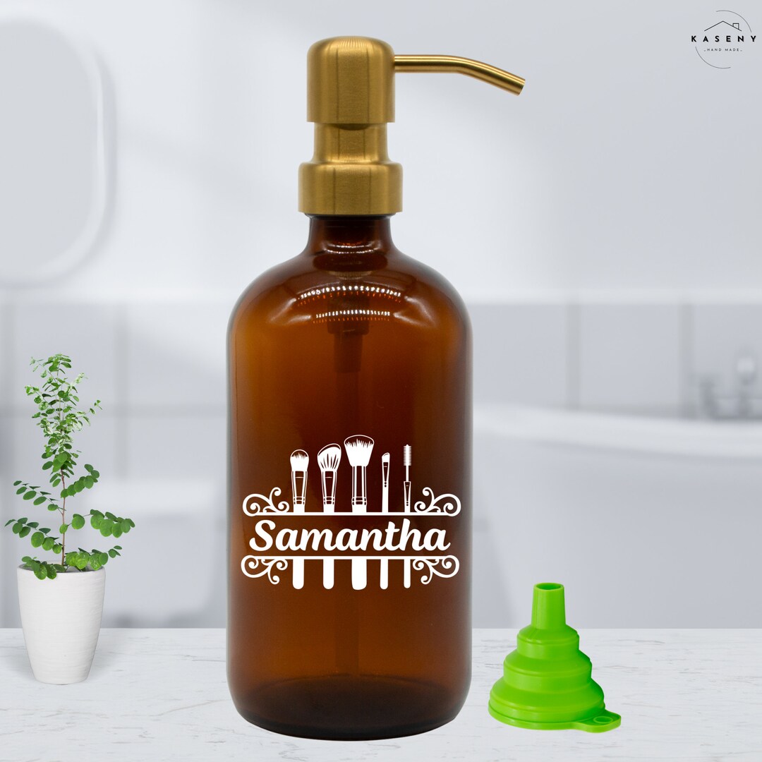 Custom Glass Bottle Dispenser Makeup Artist Gift, Makeup Artist Bottle ...