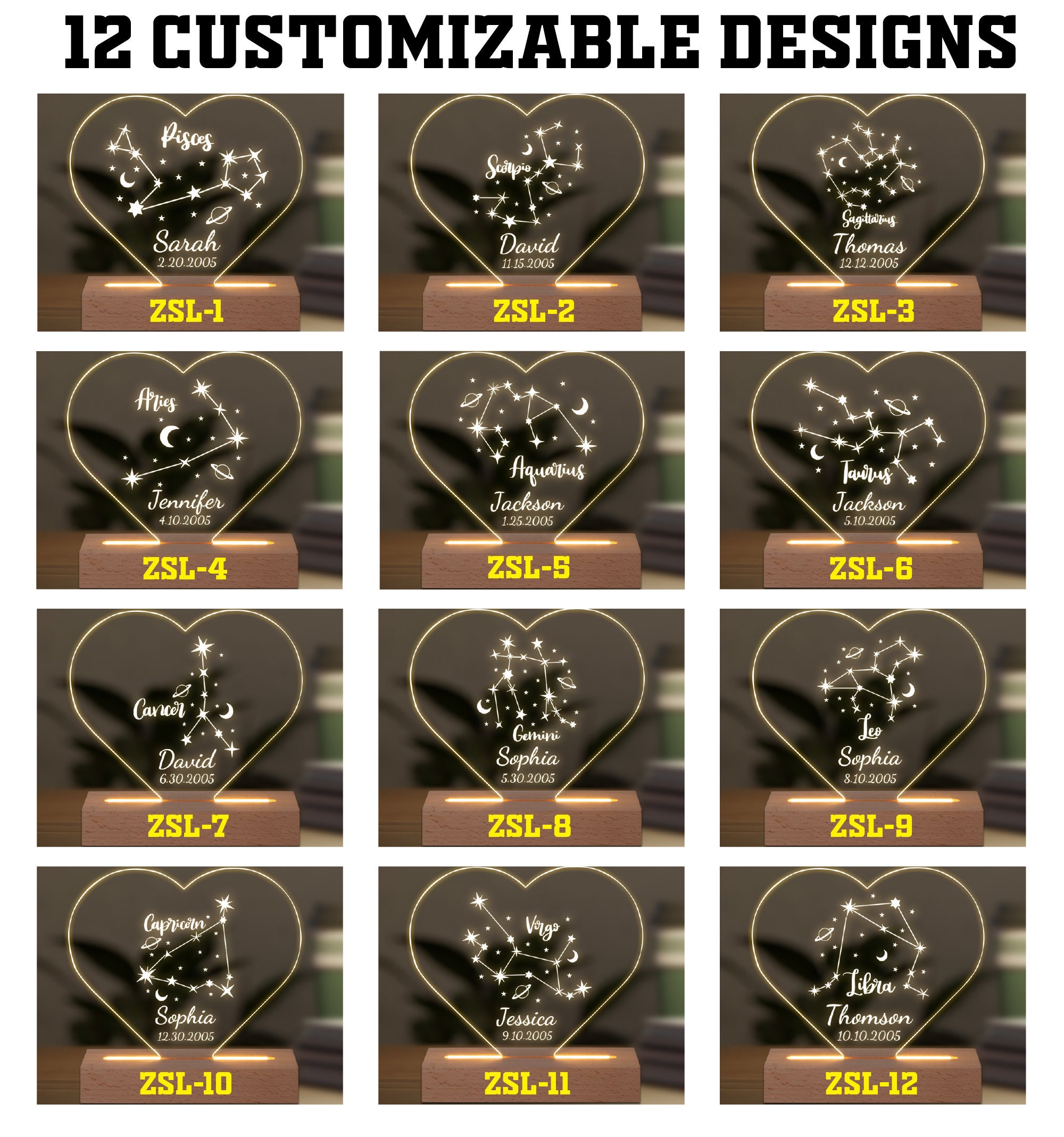 Personalized Constellation Chart Night Light Gift Star Map Lamp Om ...