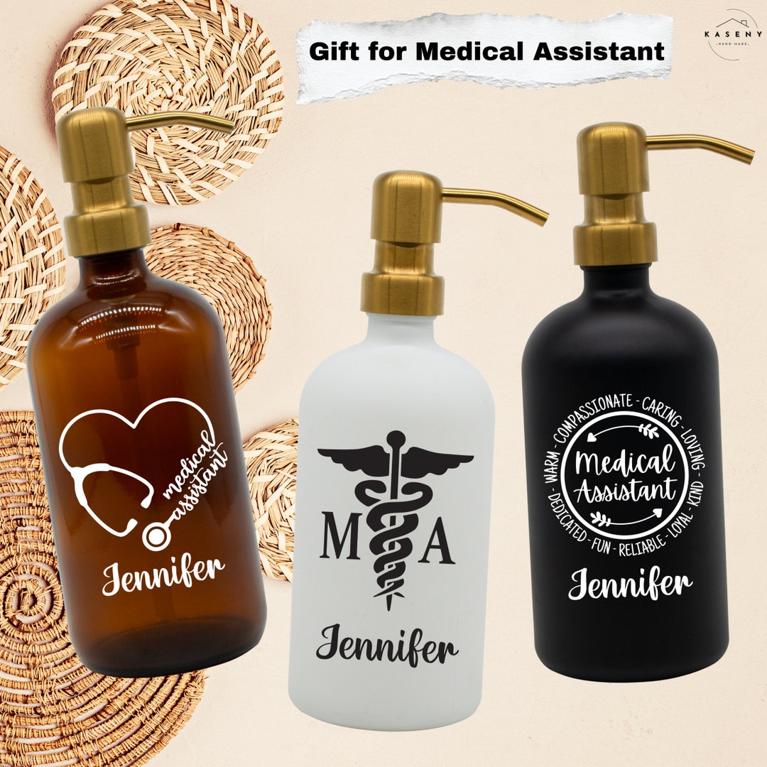 Gift on Mother's Day - Medical Assistant Glass Soap Bottle Custom Black ...