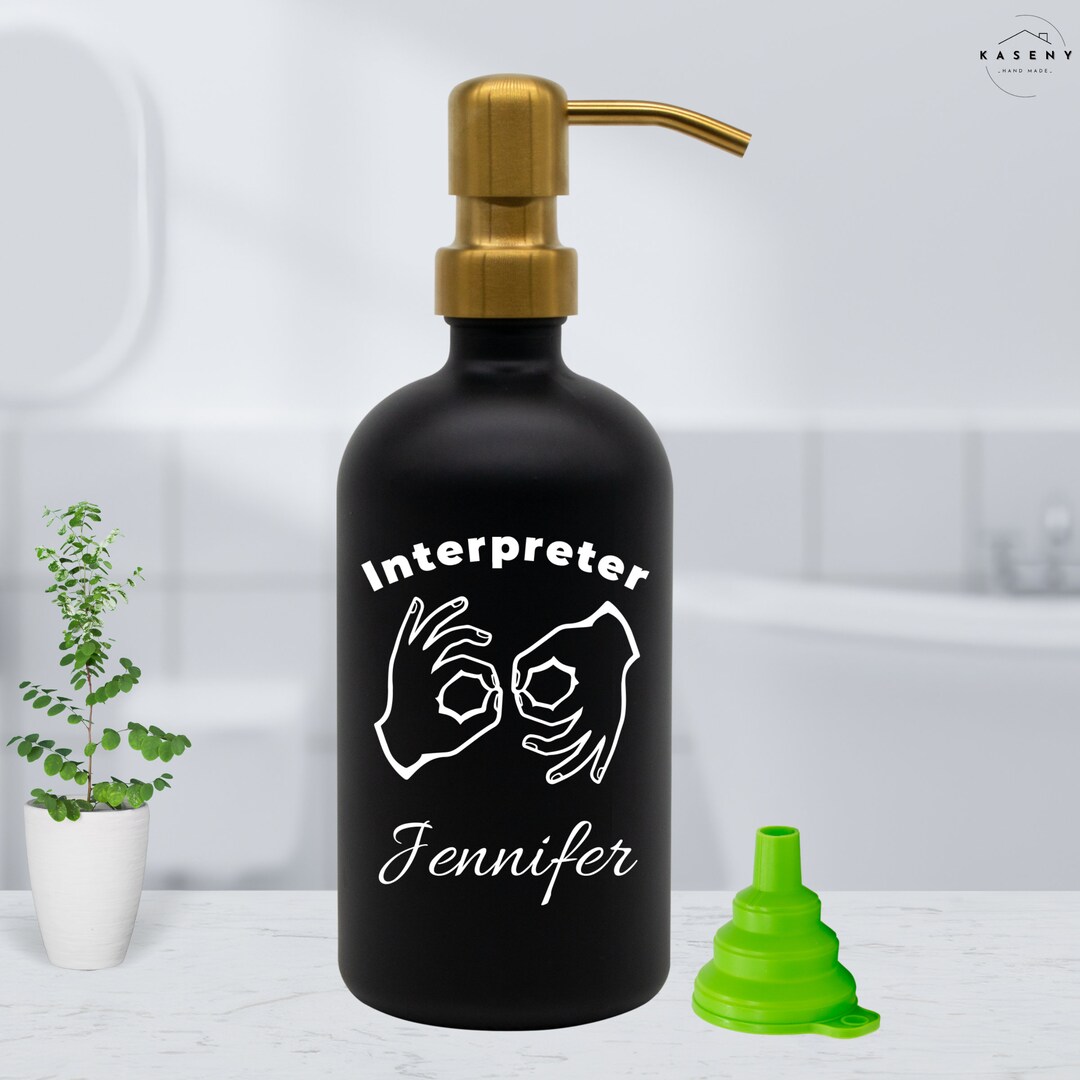 Gift for Interpreter - Custom Sign Language on Glass Bottle - Perfect ...