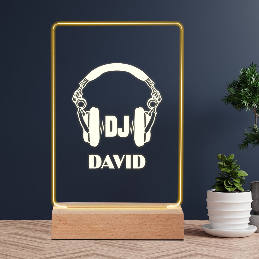 Music Turntable Record Night Light Personalized Disc Jockey Name Lamp ...
