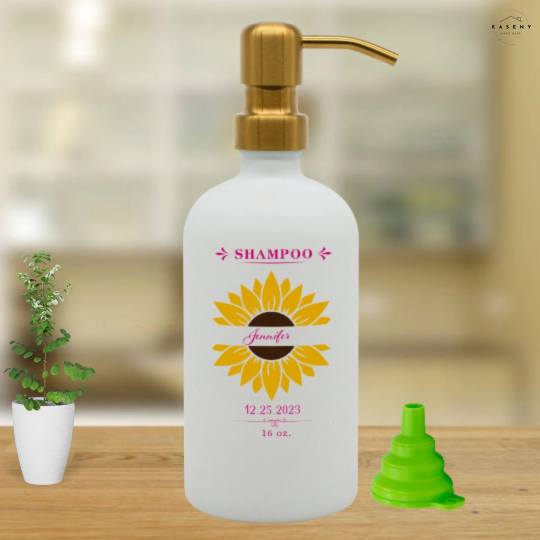 Sunflower Gift Glass Hand Wash Dispensers - Custom Bottle Label Durable ...