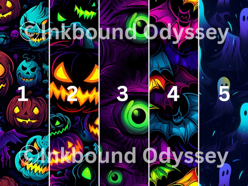 15 Neon Colored Halloween Digital Papers | Seamless Designs ...