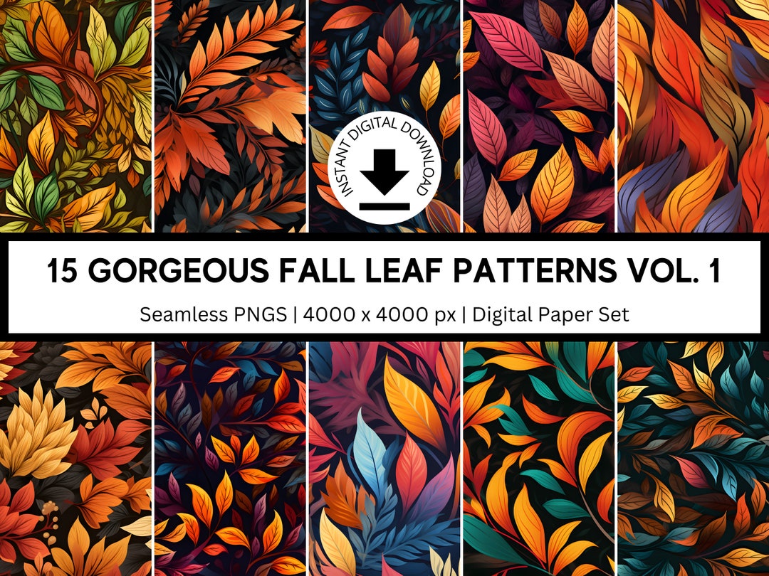 15 Fall Leaf Digital Paper Pack Autumn Patterns for Graphic - Etsy