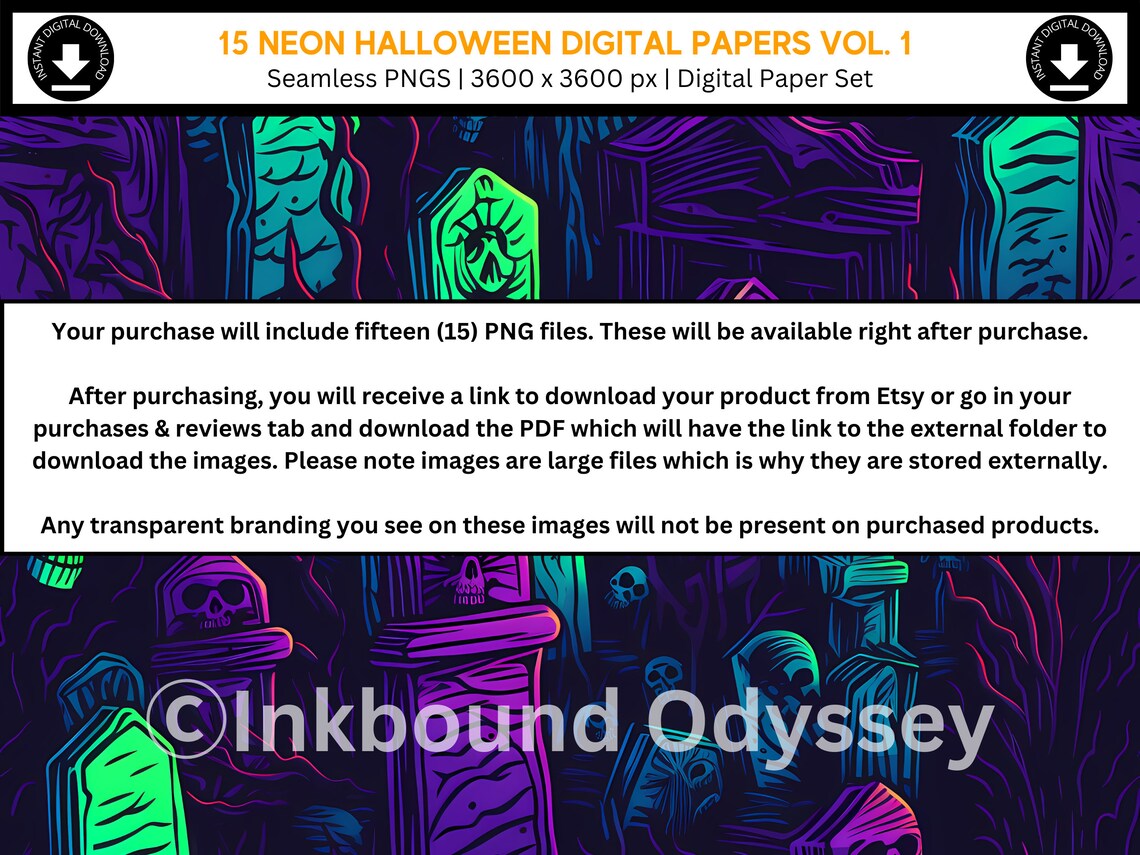 15 Neon Colored Halloween Digital Papers Seamless Designs - Etsy